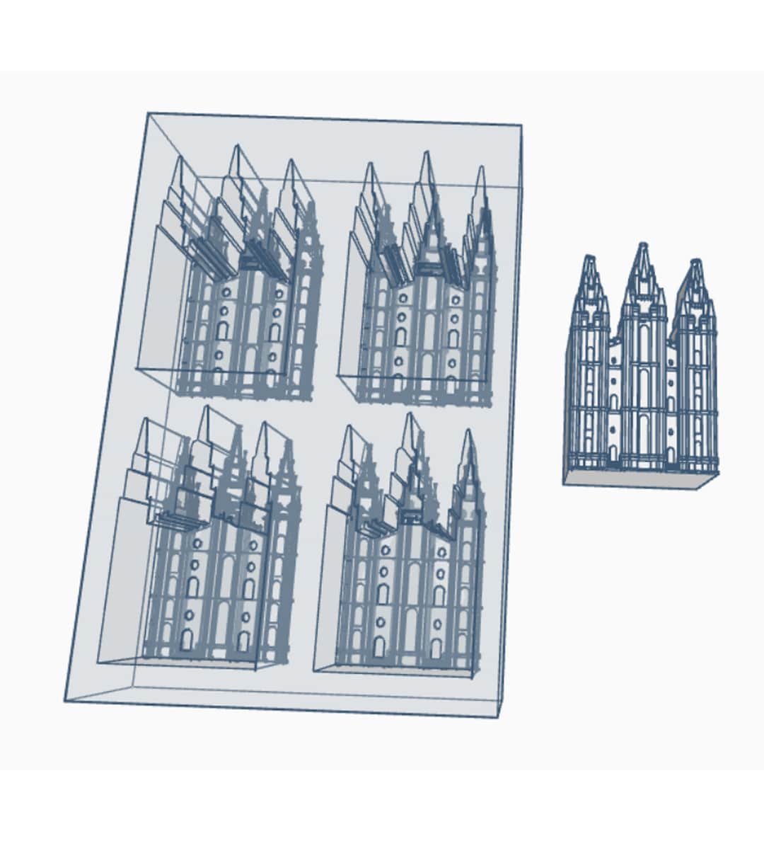 Silicone Mold for 4 1.5in X 2.5in X 1.25in SLC Temples Great for Soaps ...