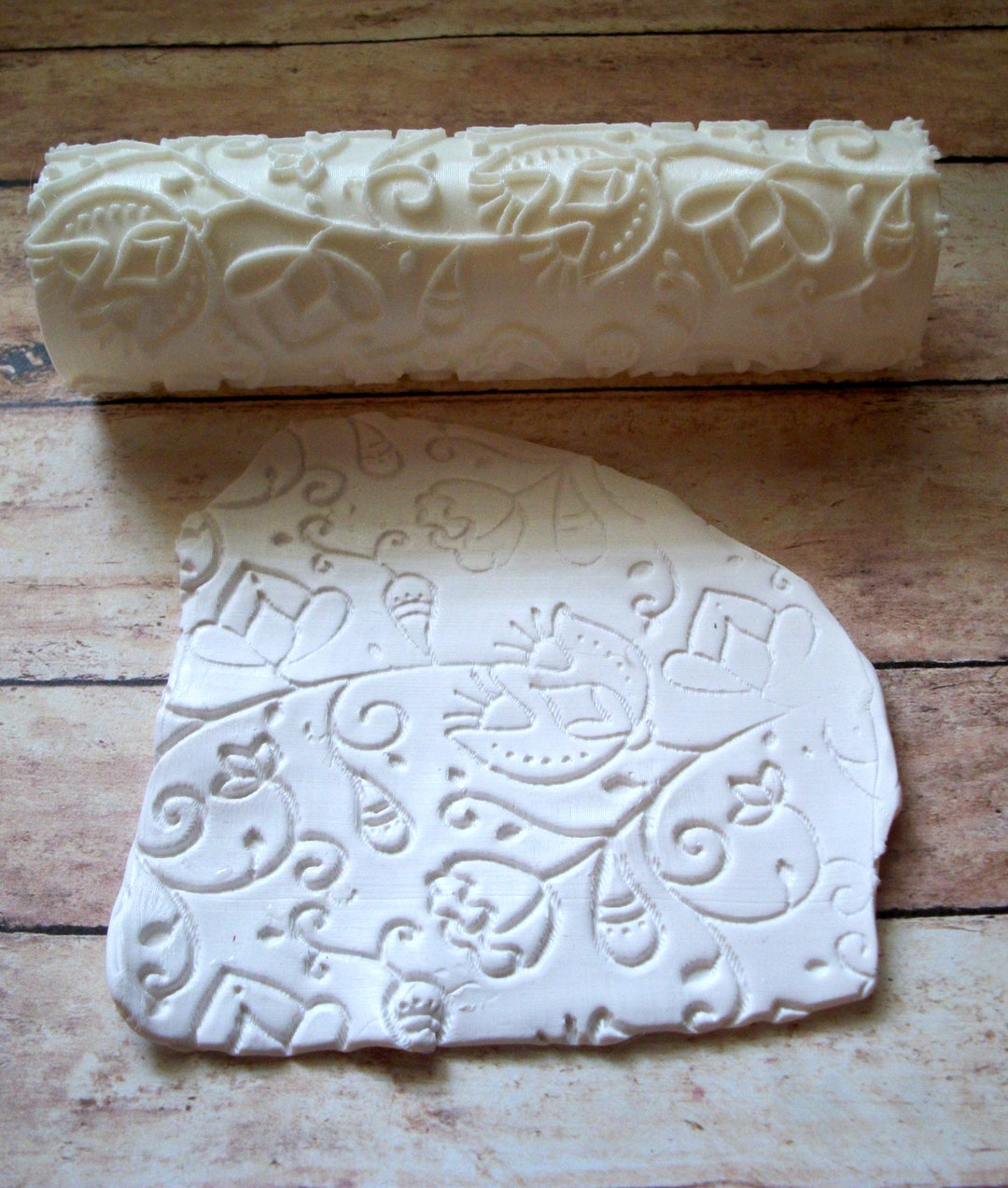 Texture Roller - Floral 1 - 4 or 8in Length, 1in Diameter - Etsy