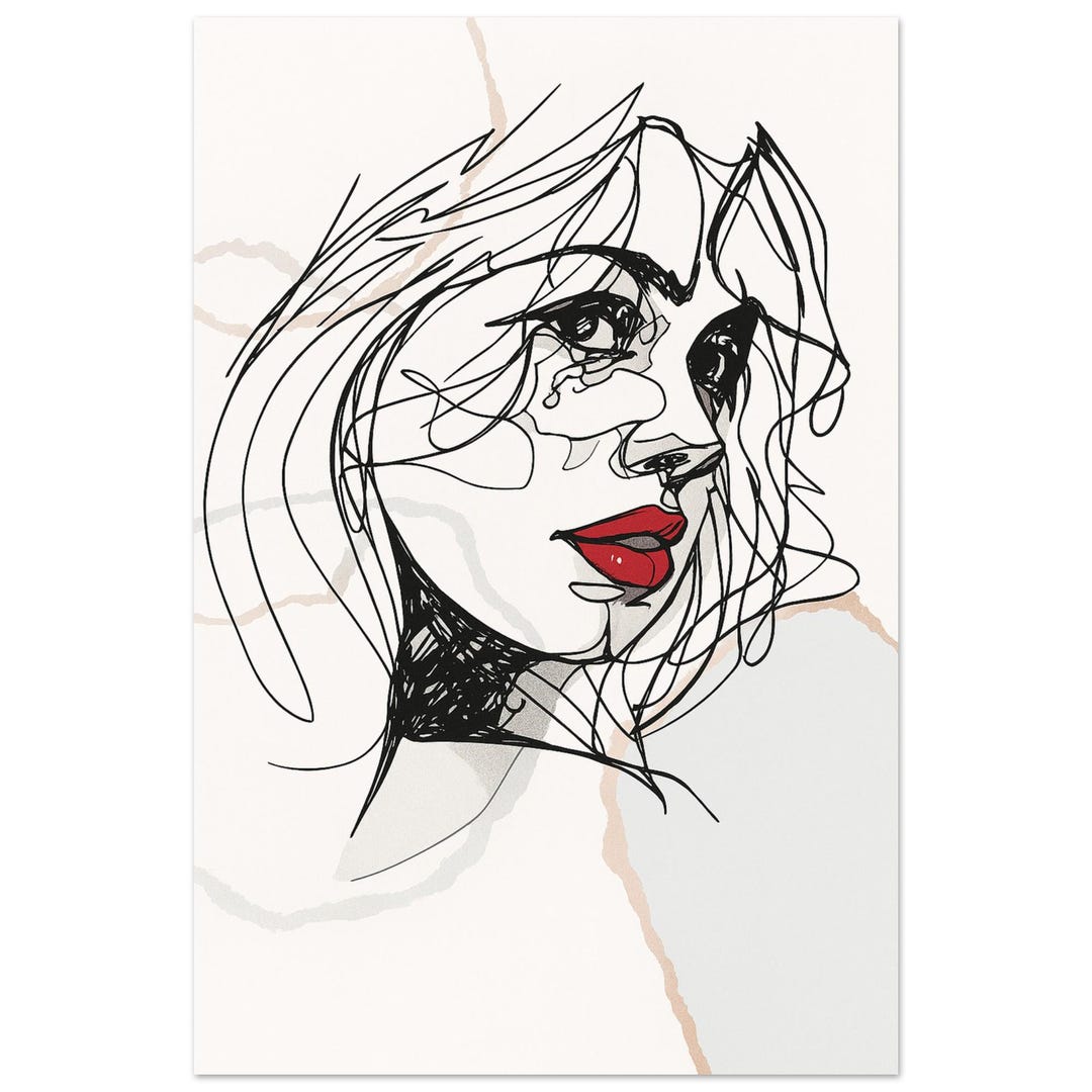 Vibrant Abstract Woman Face Aluminum Print - Modern Minimalist Wall Art ...