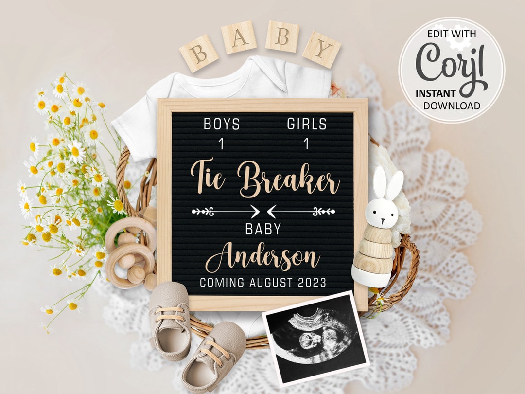 Tie Breaker Pregnancy Announcement Digital, the Grand Finale Last Baby ...