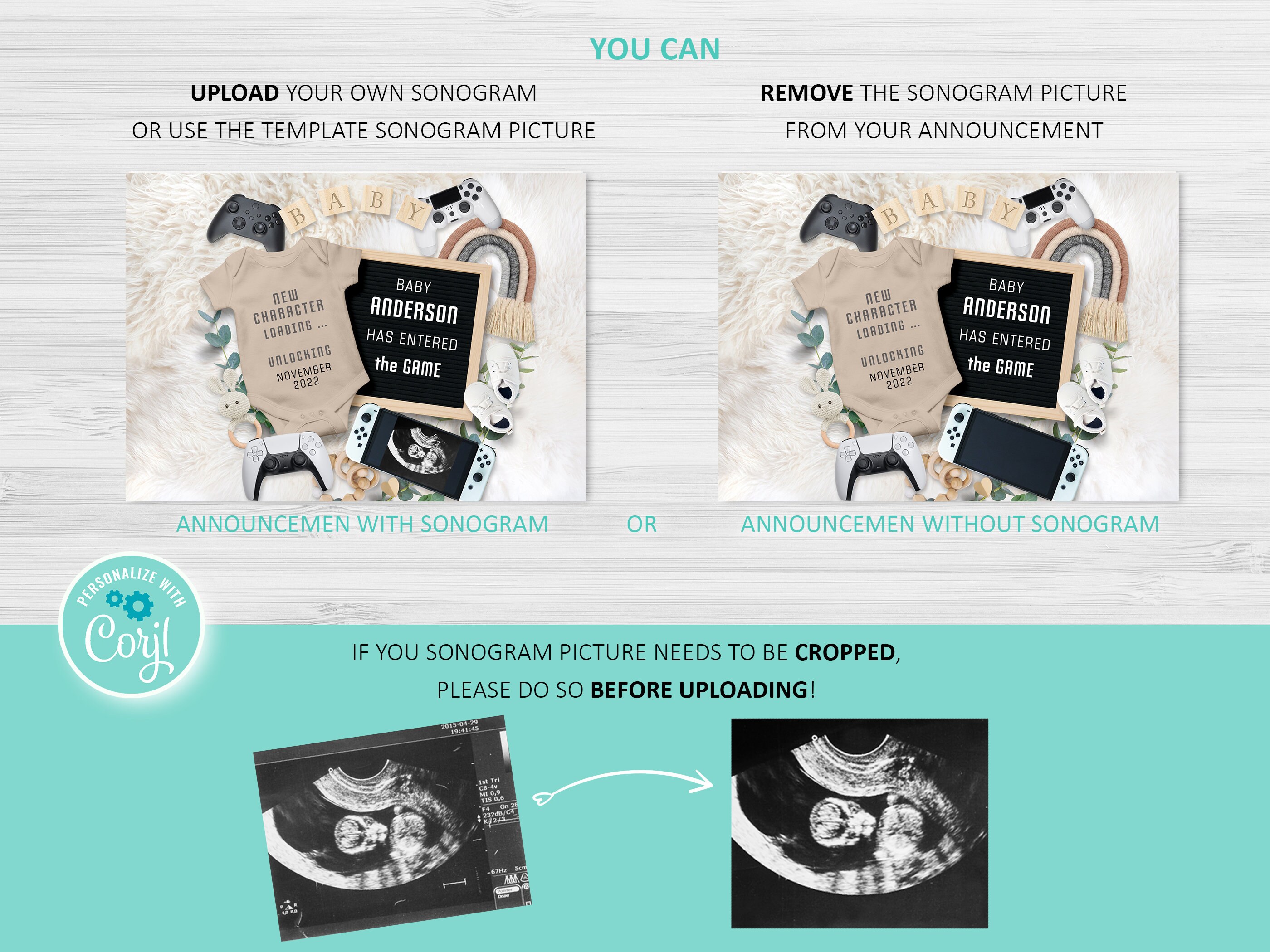 Video Gamer Baby Announcement Digital, Game Rainbow Pregnancy Editable ...