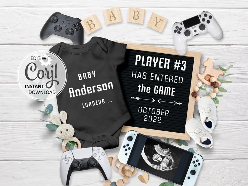 New Player Baby Announcement Digital Video Gamer Pregnancy - Etsy