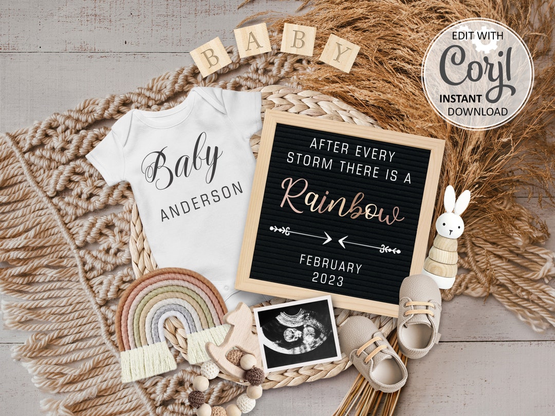 Rainbow Baby Announcement Social Media Post, Digital Pregnancy Reveal ...