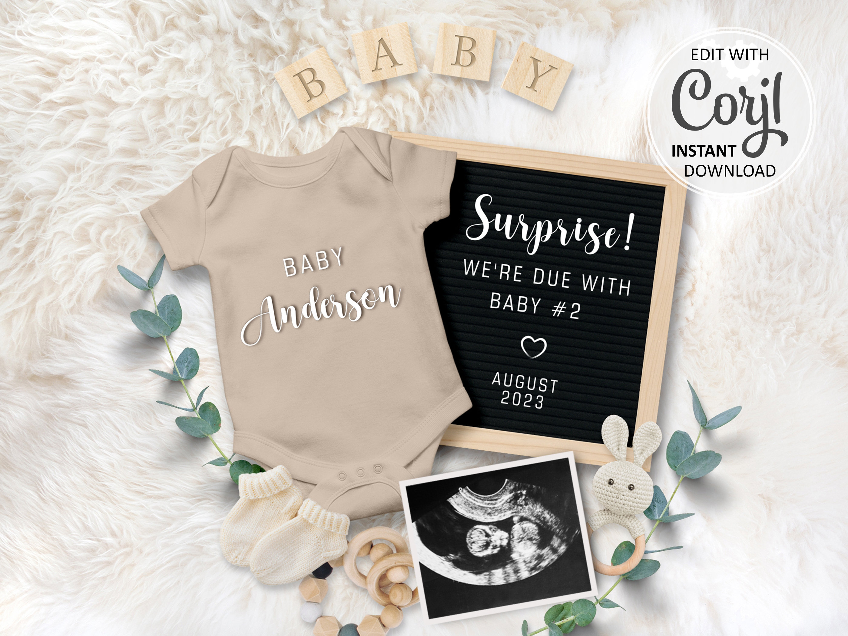 Baby Number 2 Announcement Digital Pregnancy Second Baby 2 - Etsy