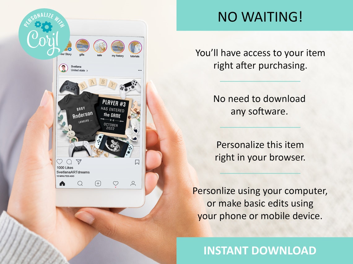 New Player Baby Announcement Digital Video Gamer Pregnancy - Etsy