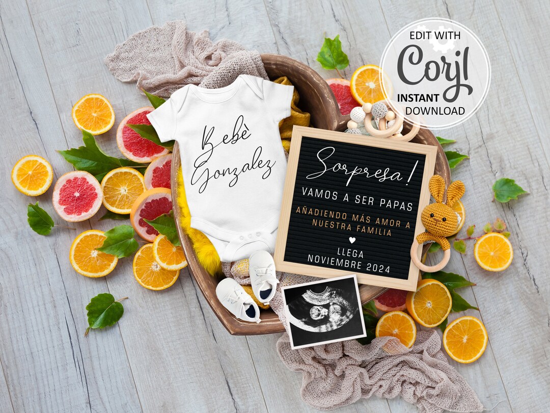 Spanish Pregnancy Announcement Digital, Anuncio De Embarazo, Baby ...