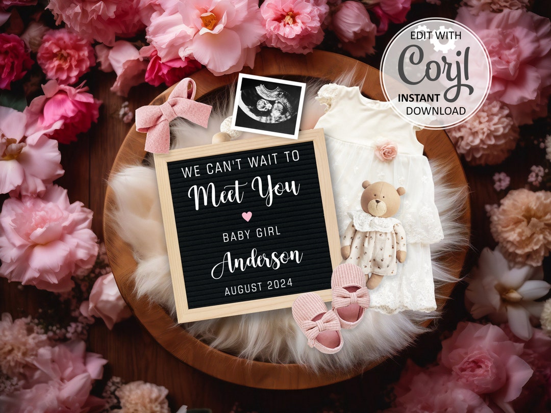 Girl Pregnancy Announcement Digital Girl Baby Gender Reveal - Etsy