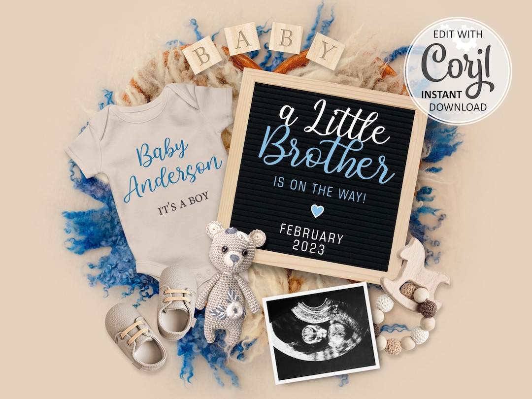 Little Brother Announcement Digital, Baby Boy Announcement, It's a BOY ...