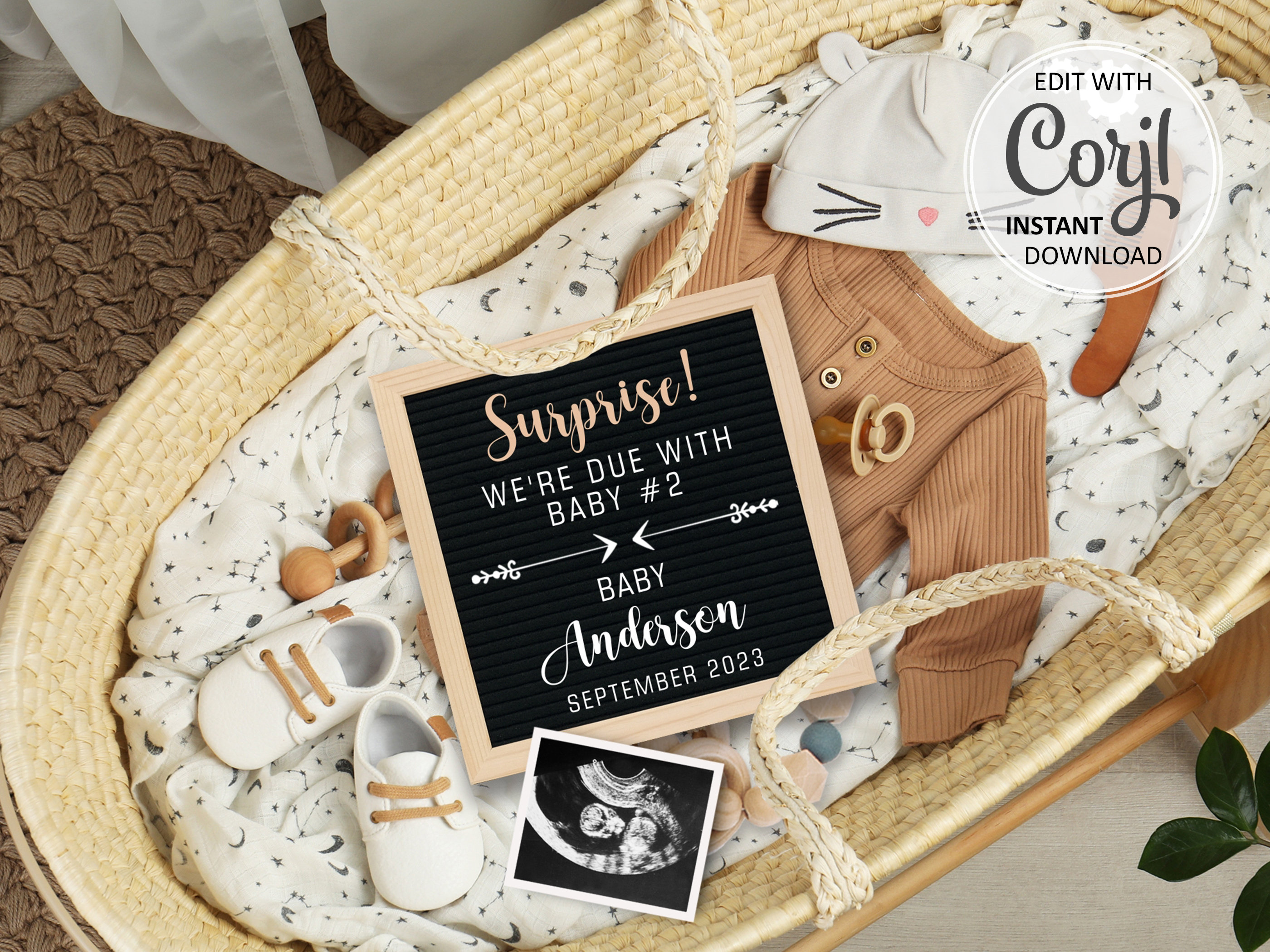 Second Baby Announcement Digital Pregnancy Announce Baby 2 - Etsy