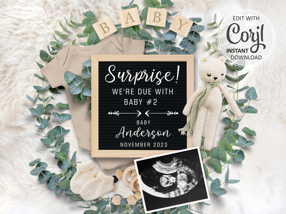 Baby Number 2 Announcement Digital Pregnancy, Second Baby #2 Reveal Due ...