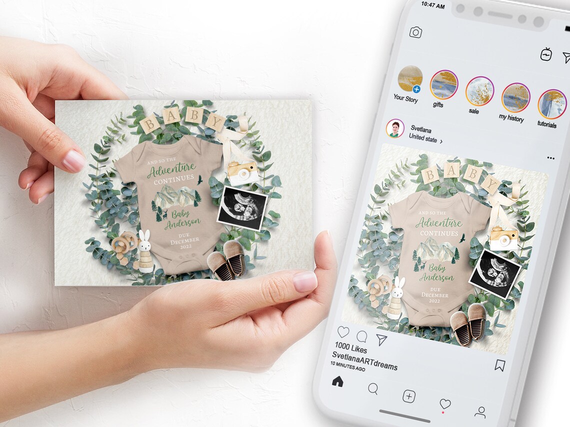 Baby Announcement Digital Card Pregnancy Reveal Due Date for - Etsy