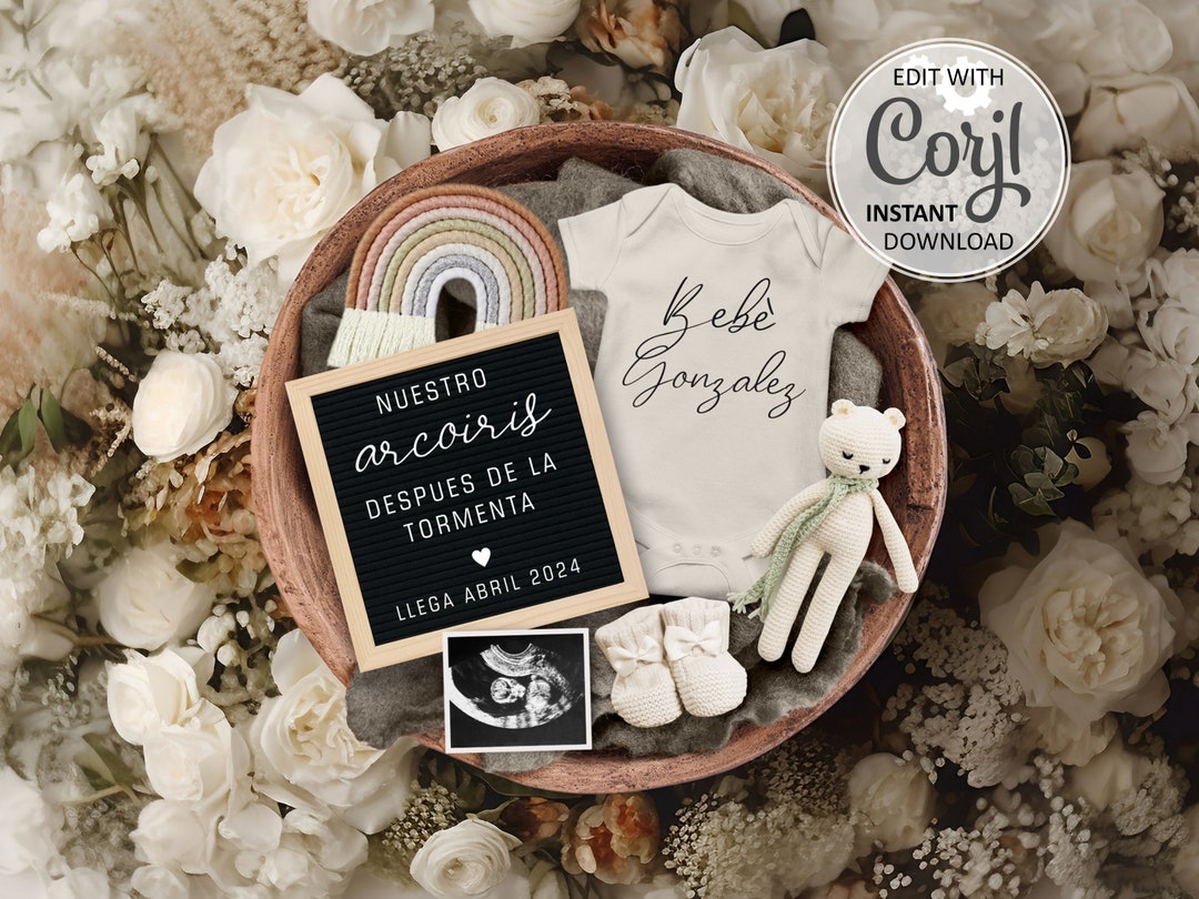 Spanish Rainbow Pregnancy Announcement, Anuncio De Embarazo, Baby ...