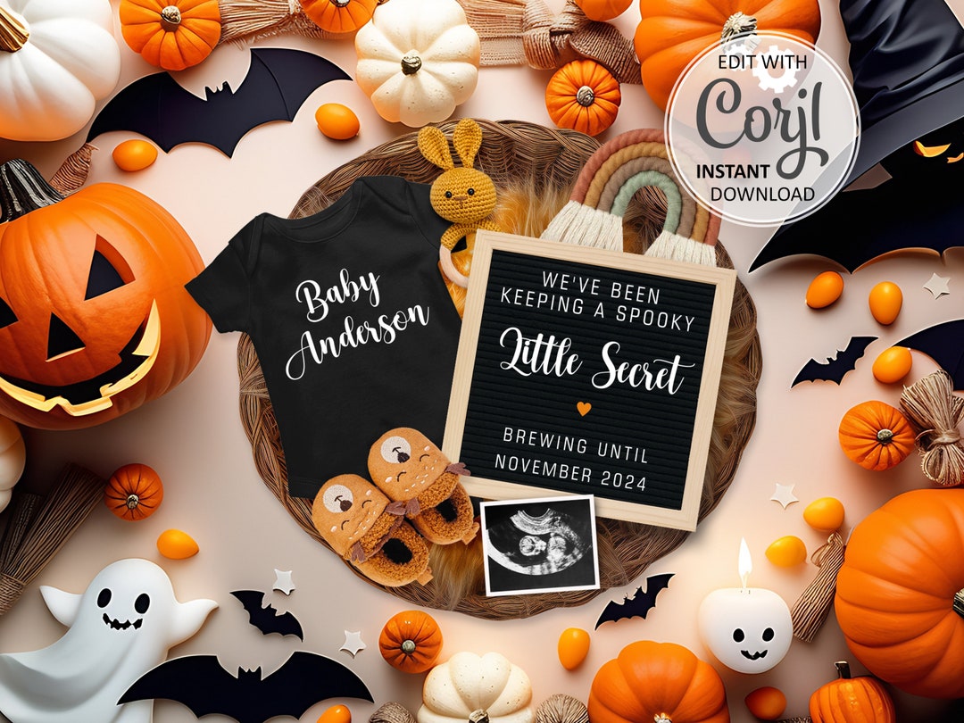 Halloween Pregnancy Announcement: Spooky Social Media Reveal (digital ...