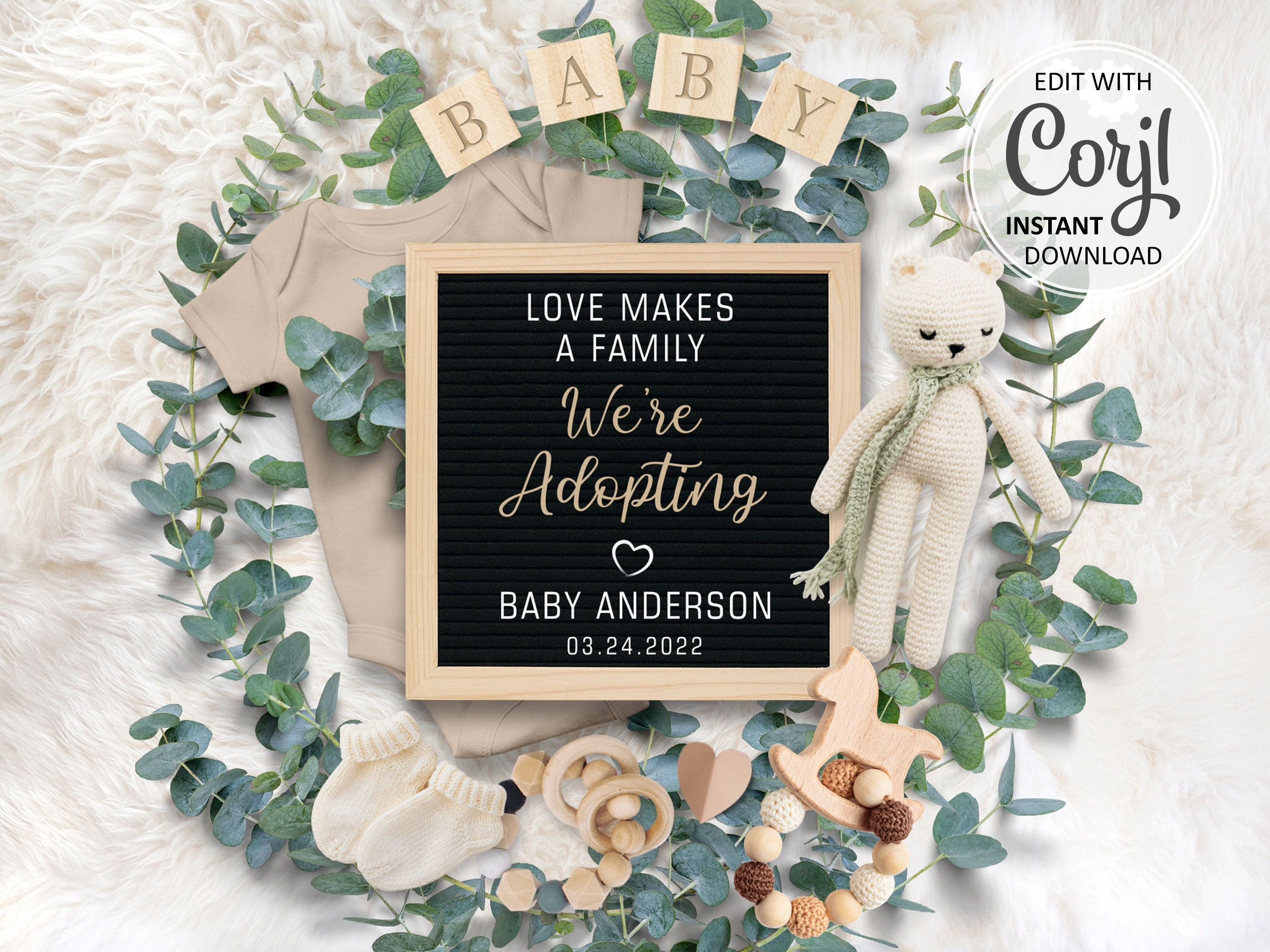 Adoption Baby Announcement Digital Editable Adopt Announcement Social ...