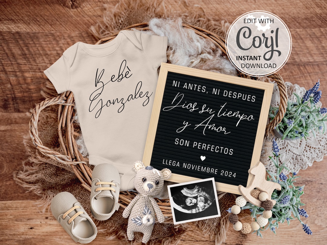 Pregnancy Announcement Spanish Digital, Anuncio De Embarazo, Baby ...