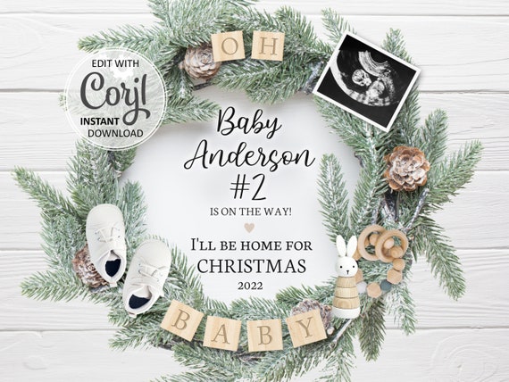 December Baby Announcement Digital Christmas Pregnancy Reveal - Etsy