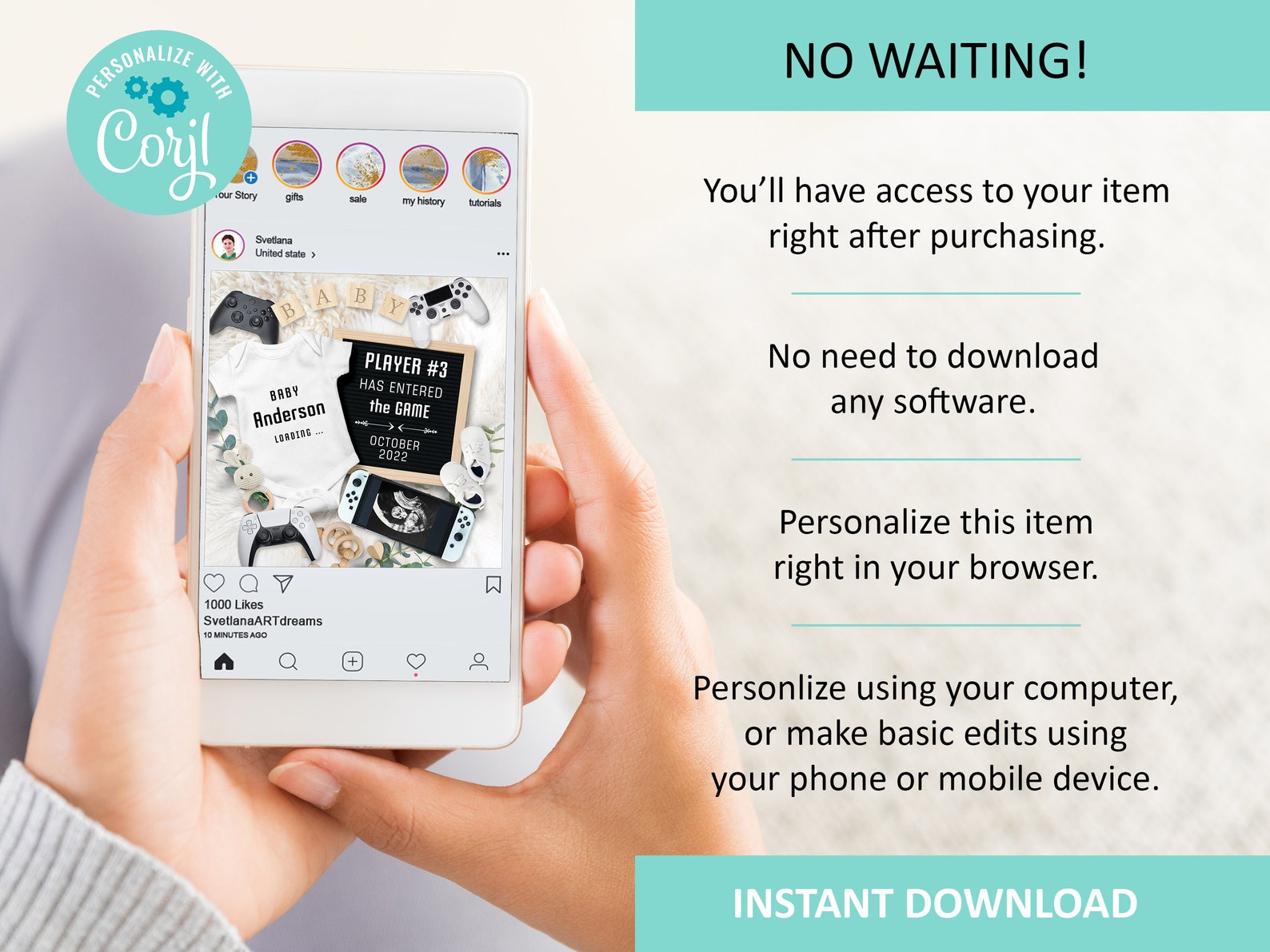 Gamer Baby Announcement Digital Editable Card Video Game | Etsy