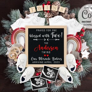Christmas Twin Pregnancy Announcement Digital, Rainbow Twins New Year ...