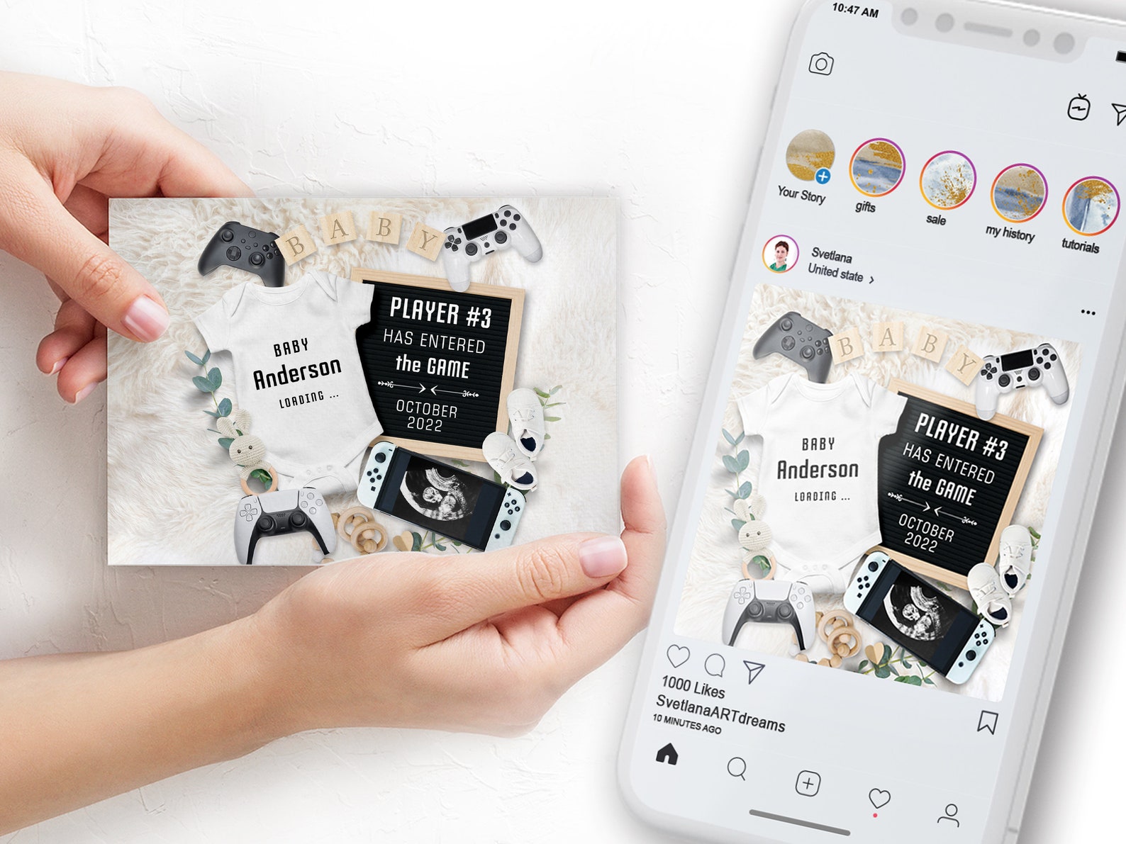 Gamer Baby Announcement Digital Editable Card Video Game | Etsy