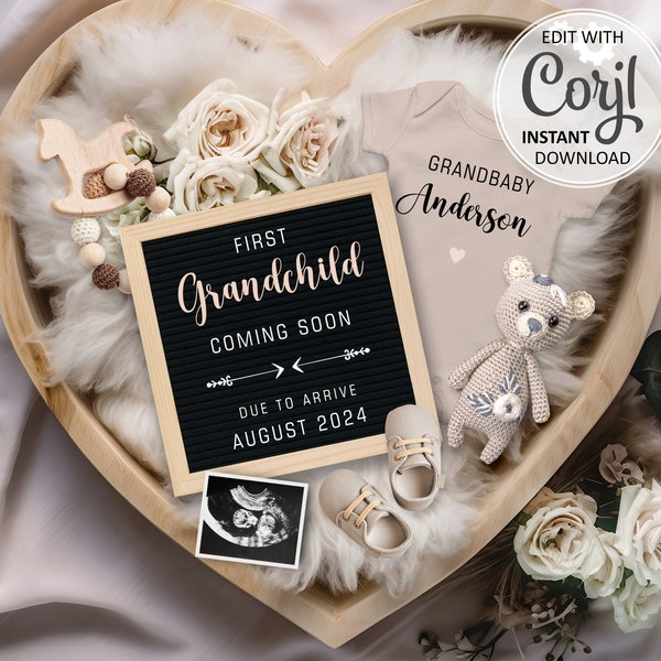 Digital First Grandchild Announcement - Etsy