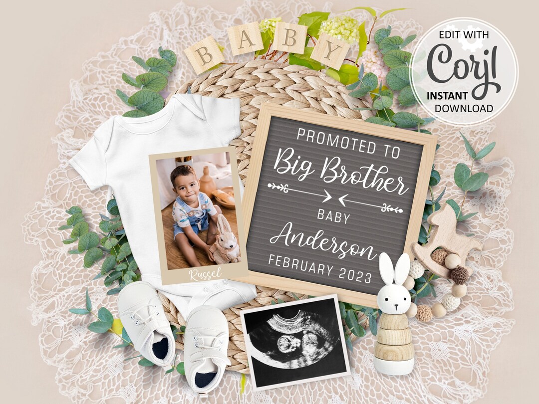 Big Brother Pregnancy Announcement Digital, Baby Announcement Editable ...