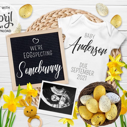 Editable Easter Pregnancy Announcement © for Social Media - Etsy
