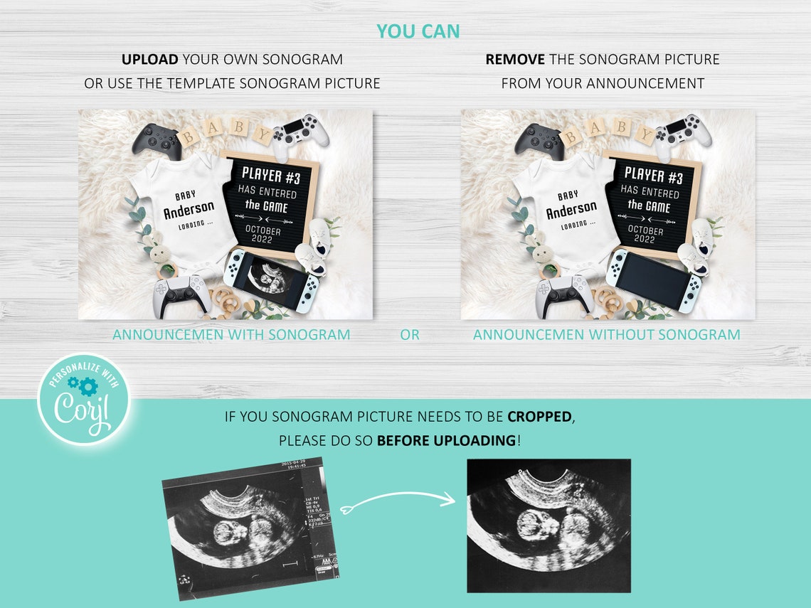 Gamer Baby Announcement Digital Editable Card, Video Game Pregnancy ...