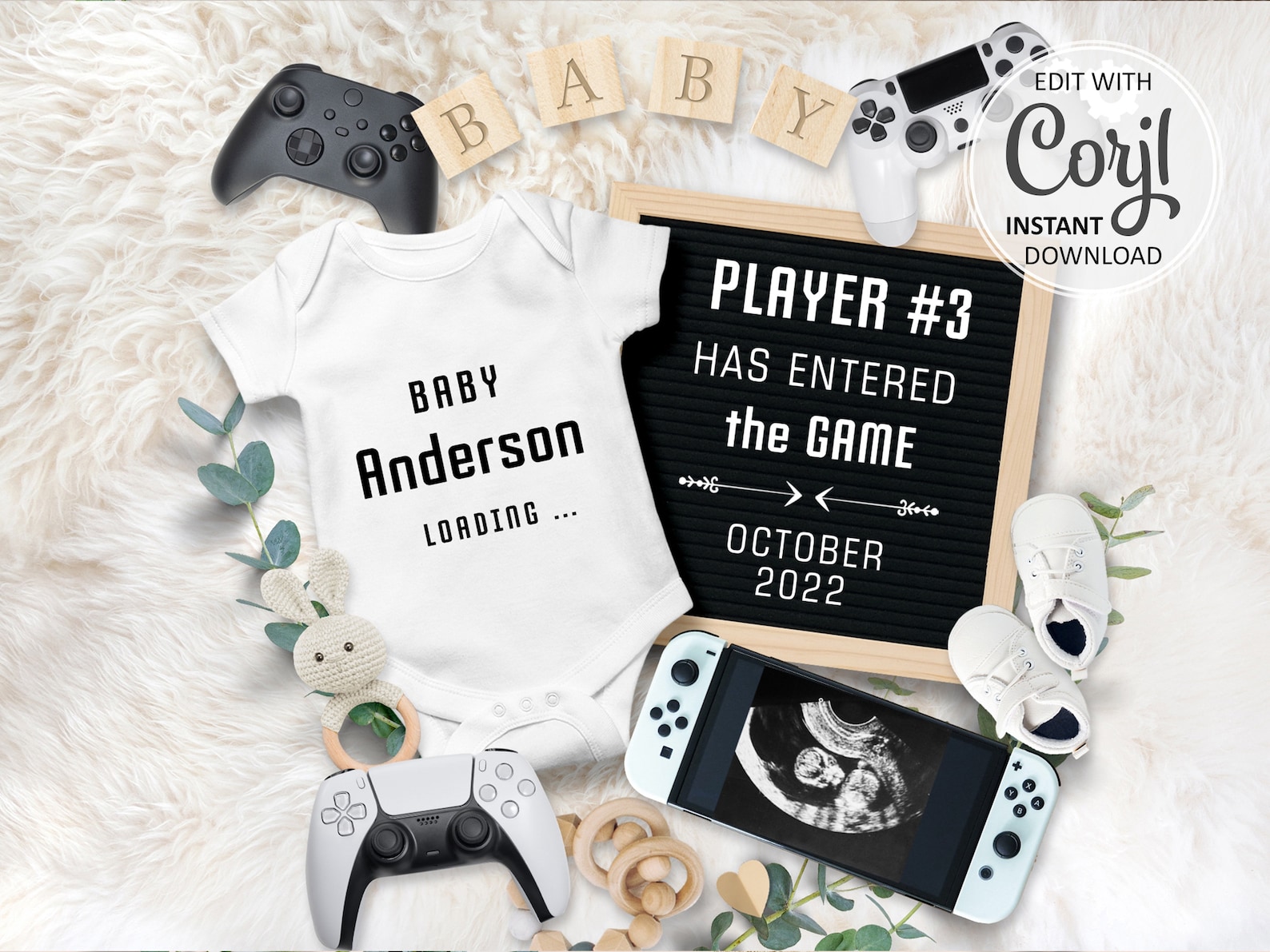Gamer Baby Announcement Digital Editable Card Video Game | Etsy