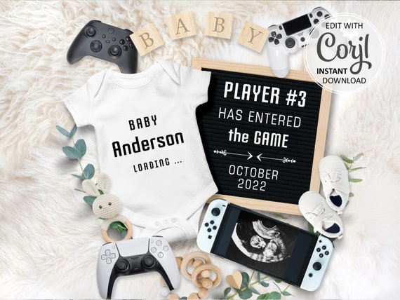 Gamer Baby Announcement Digital Editable Card Video Game | Etsy
