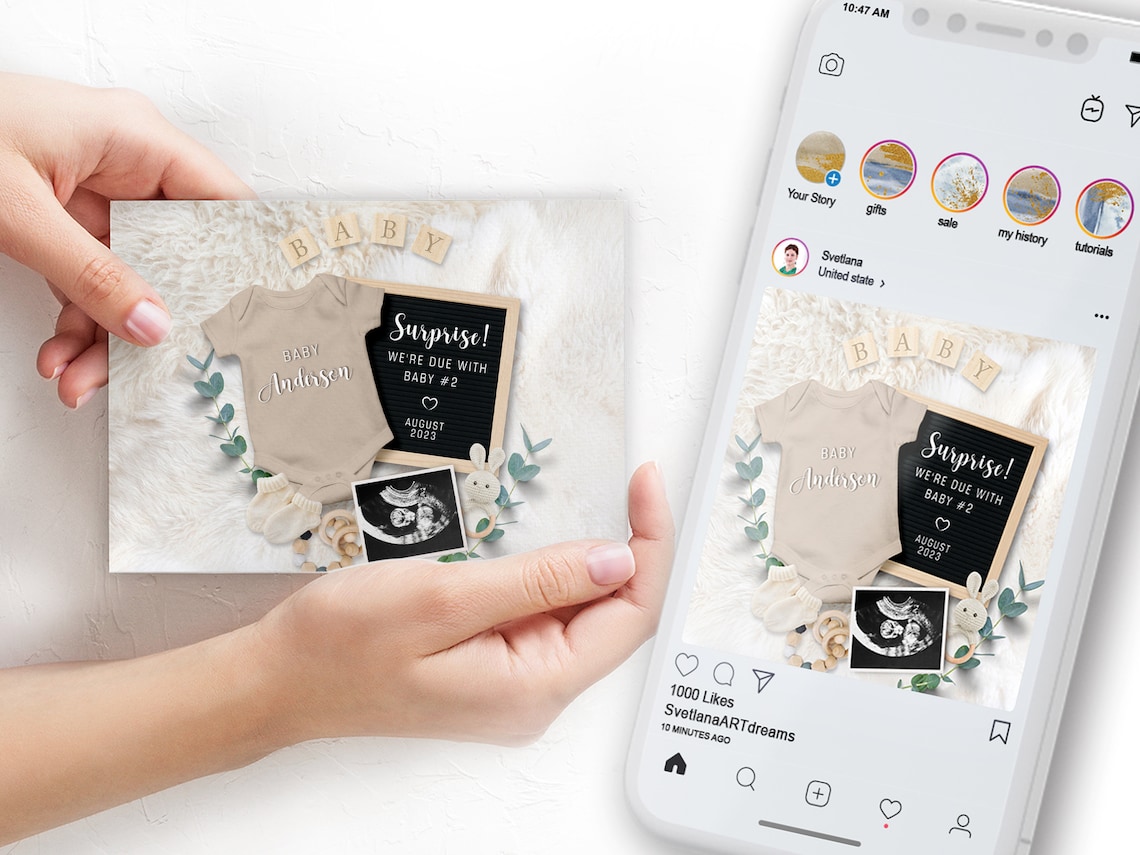 Baby Number 2 Announcement Digital Pregnancy Second Baby 2 - Etsy