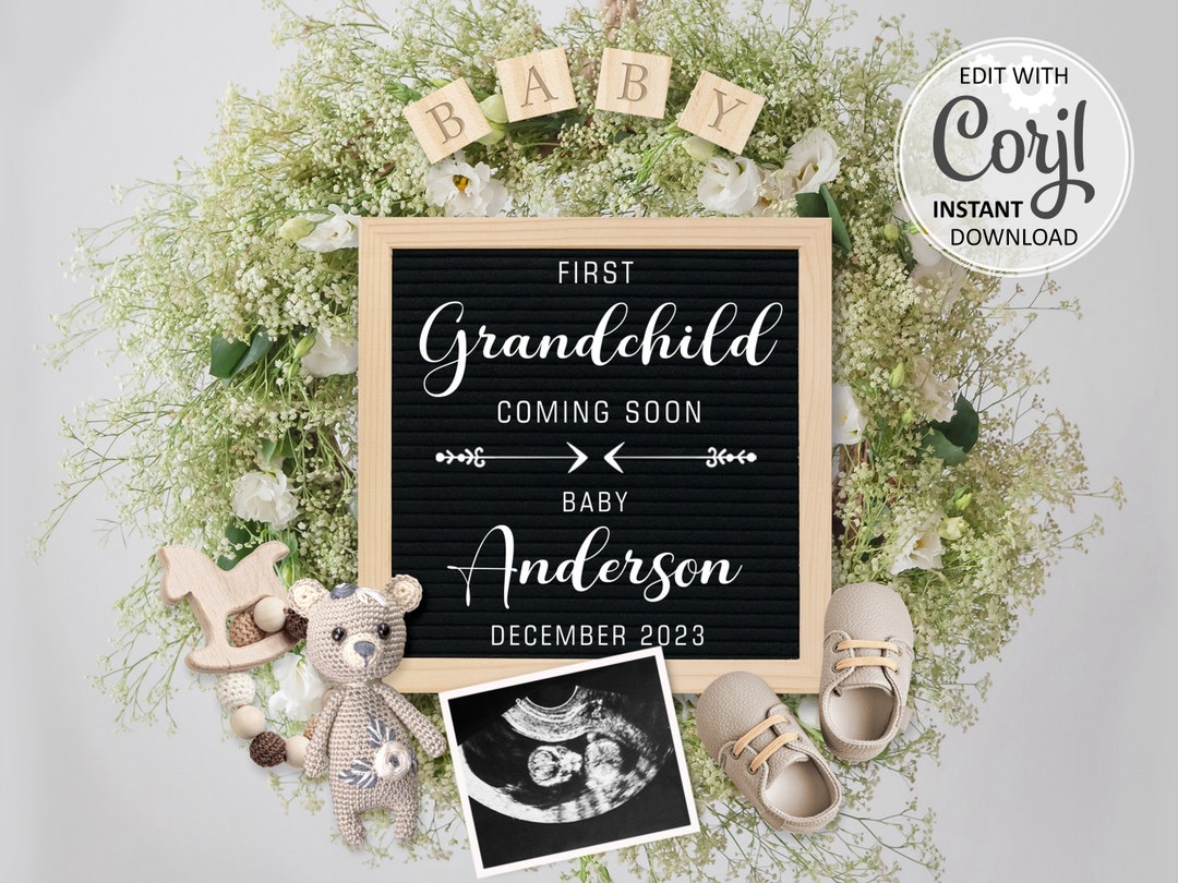 Grandparent Pregnancy Announcement Digital First Grandchild Reveal Due ...
