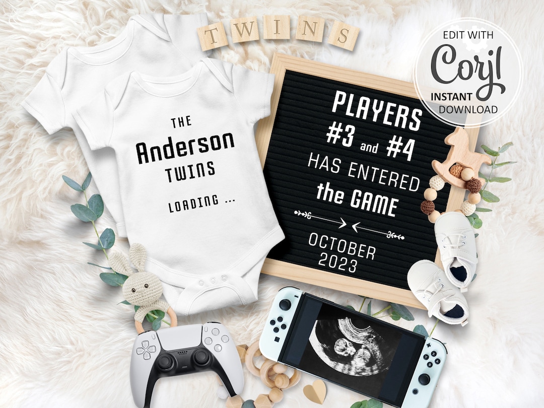 Gamer Pregnancy Announcement Digital, Video Game Twin Reveal Due Date ...