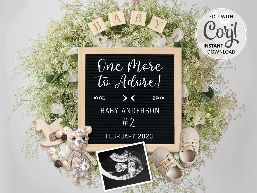 Second Baby Announcement Digital Pregnancy, One More to Adore Reveal ...