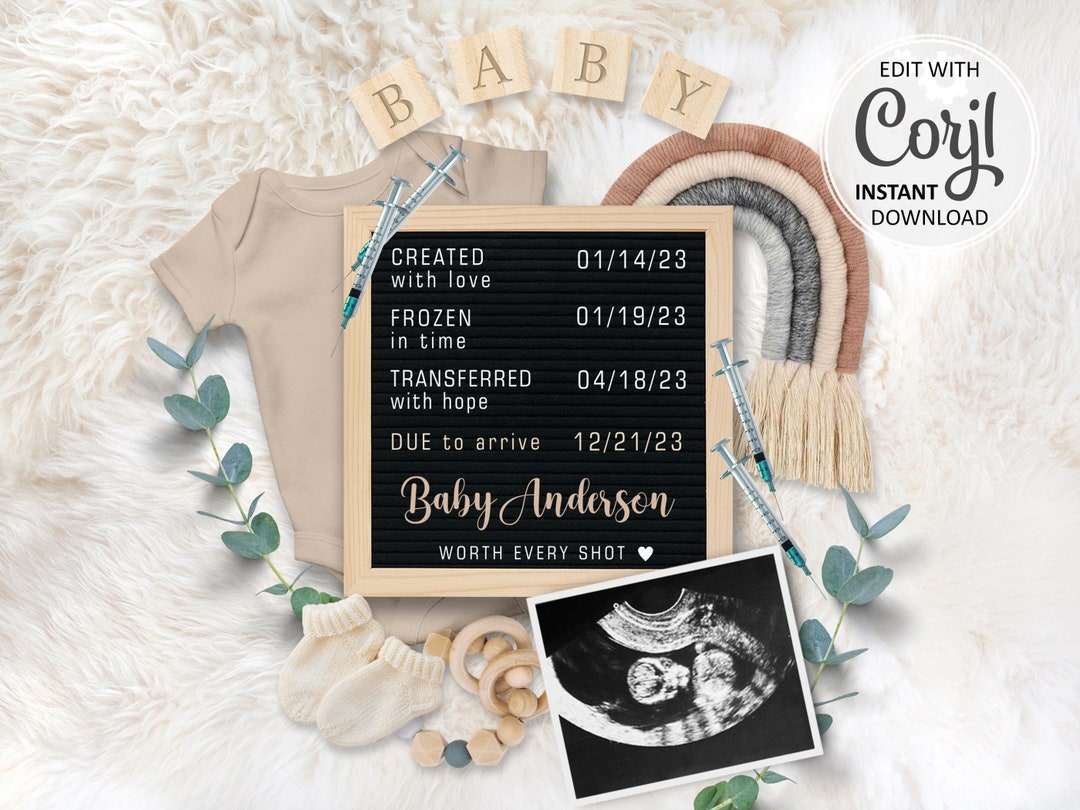 IVF Pregnancy Announcement Digital, IVF Baby, Gender Neutral IUI Baby ...