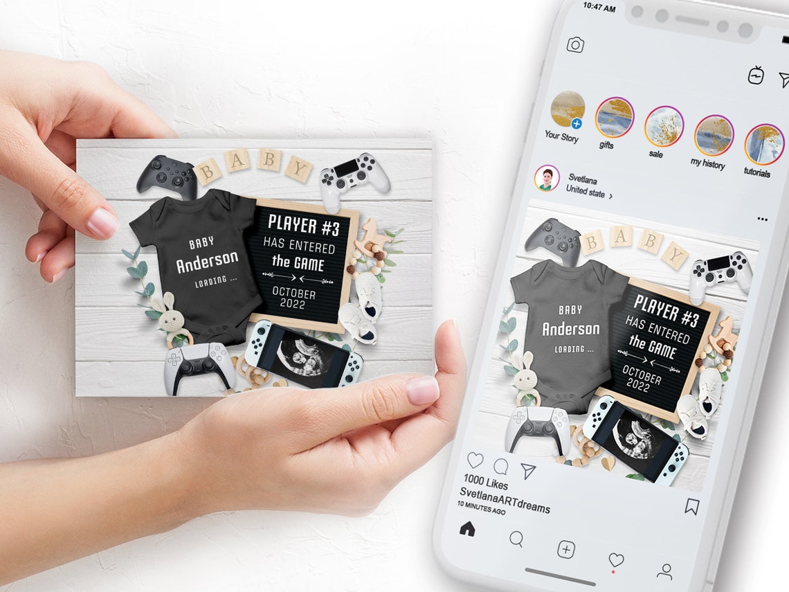 New Player Baby Announcement Digital Video Gamer Pregnancy - Etsy