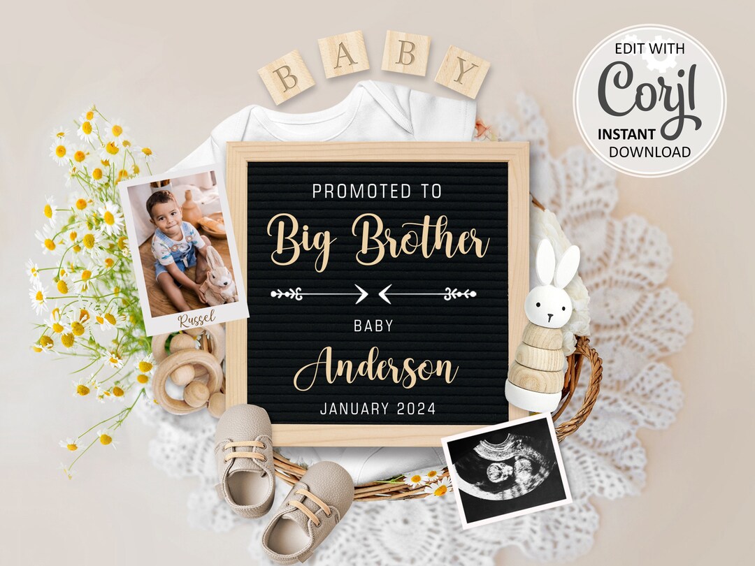 Big Brother Pregnancy Announcement Digital, Second Baby Announcement ...