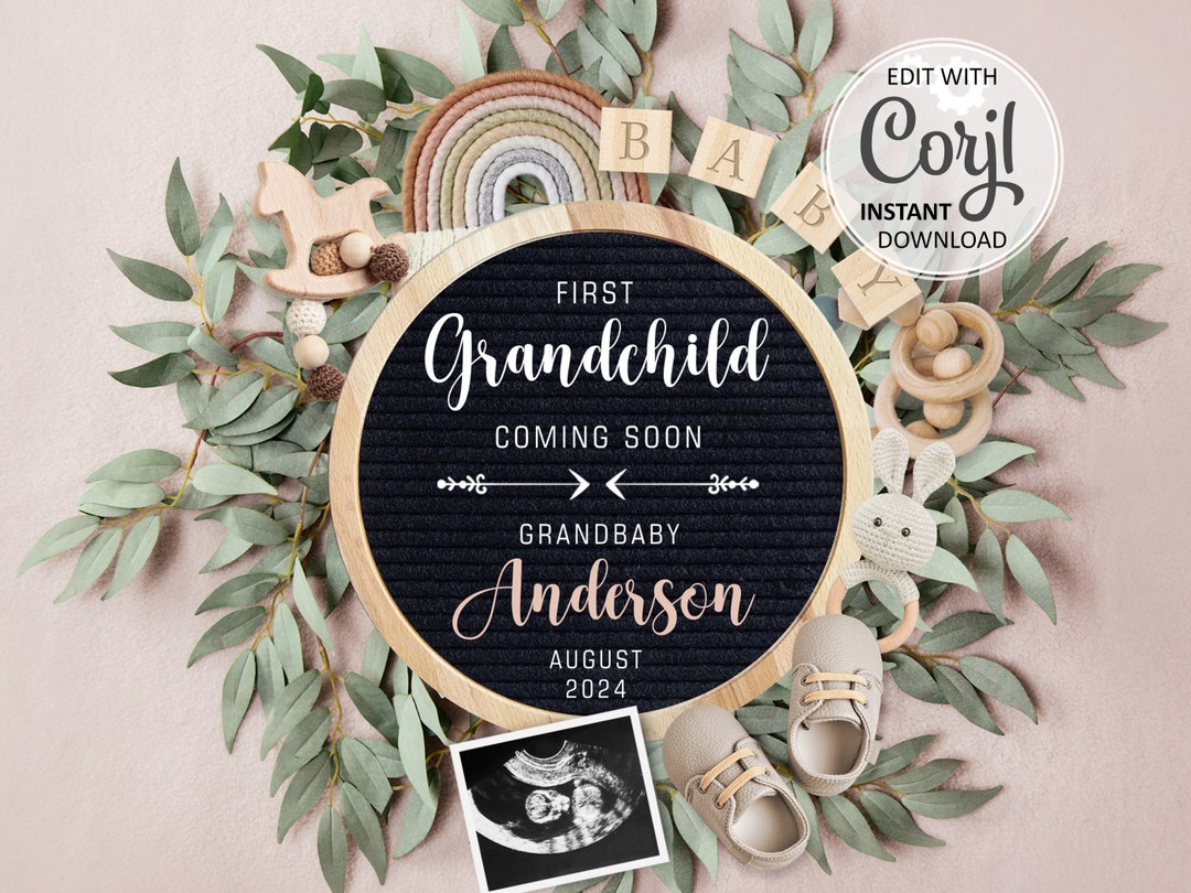 Grandparents Baby Announcement Digital Pregnancy First Grandchild ...