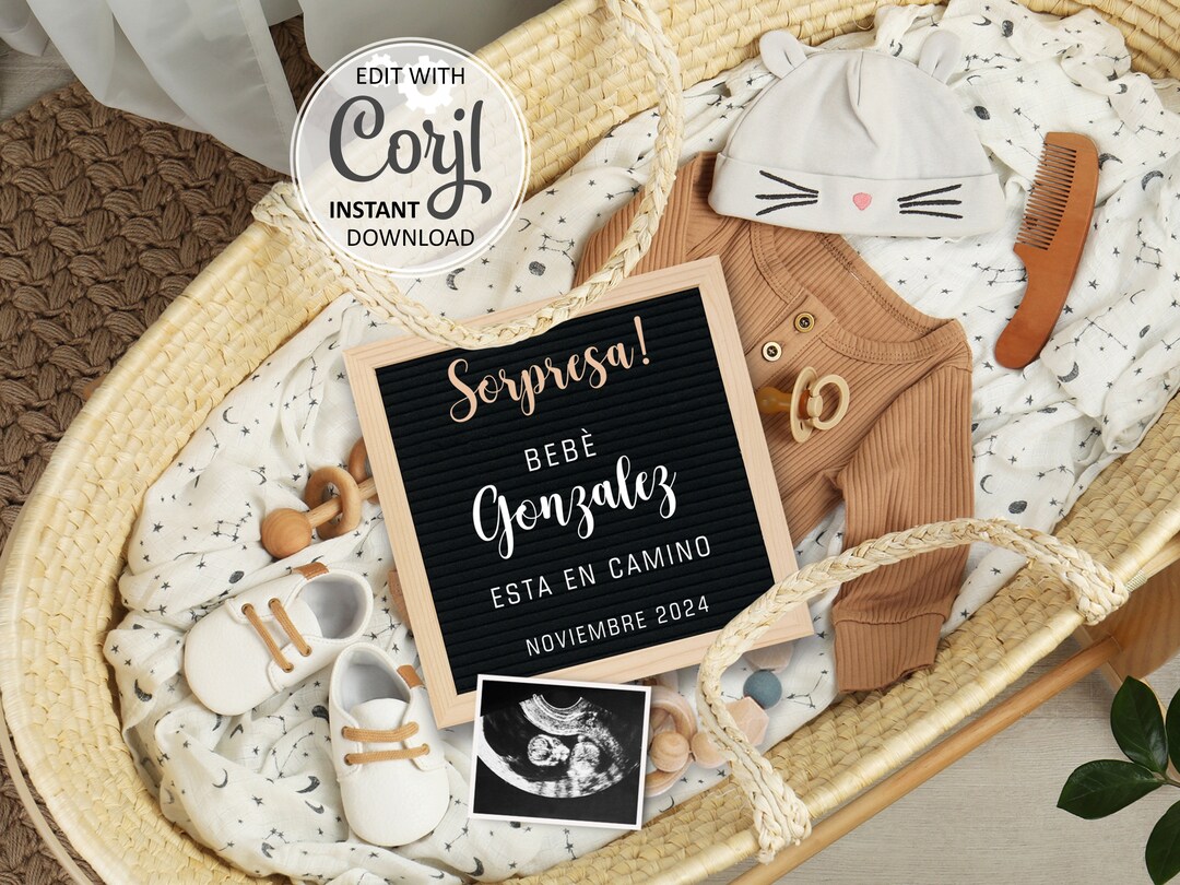 Spanish Pregnancy Announcement Digital, Anuncio De Embarazo, Baby ...