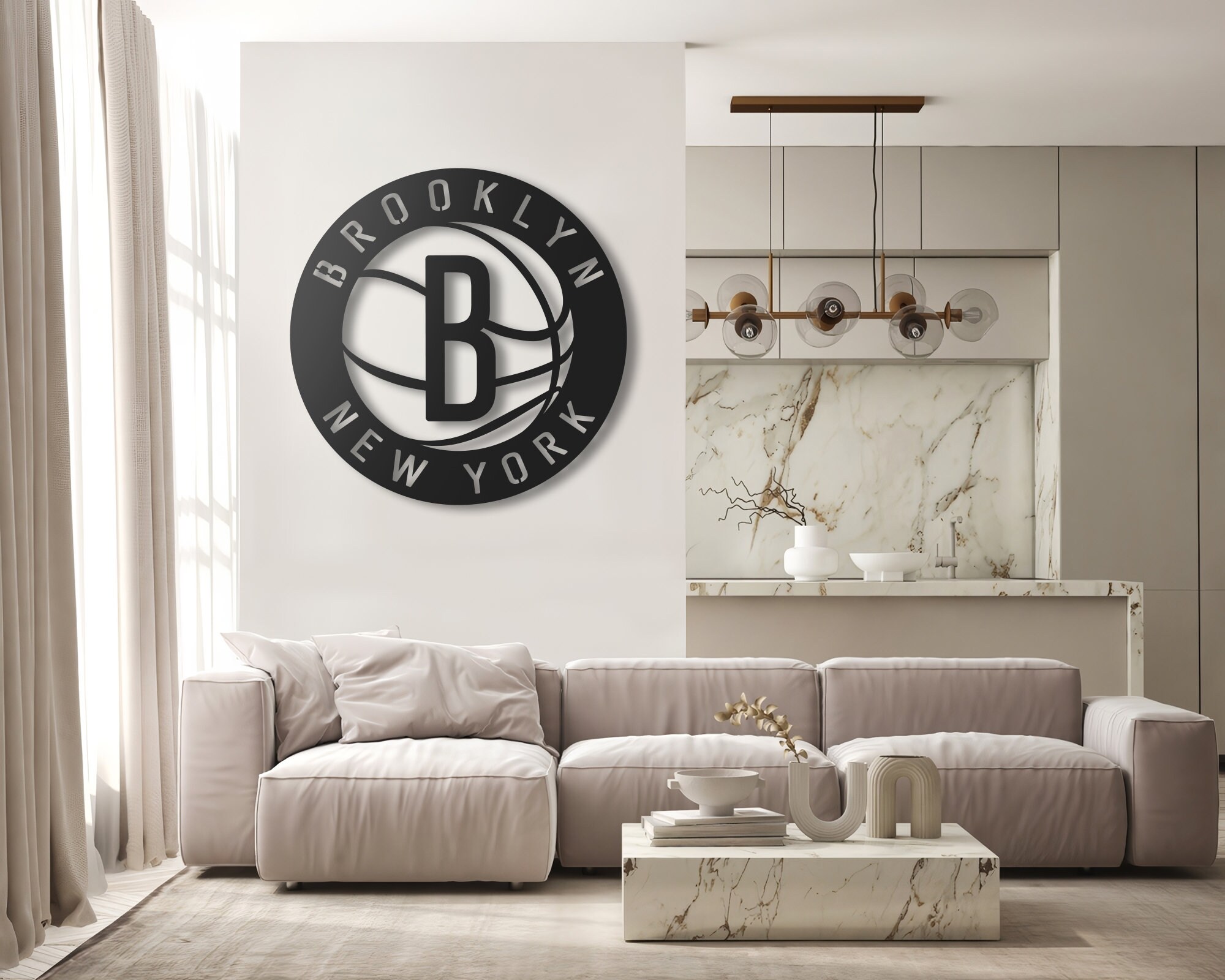 Brooklyn Nets Metal Wall Art, Brooklyn Nets Wall Sign, Living Room ...
