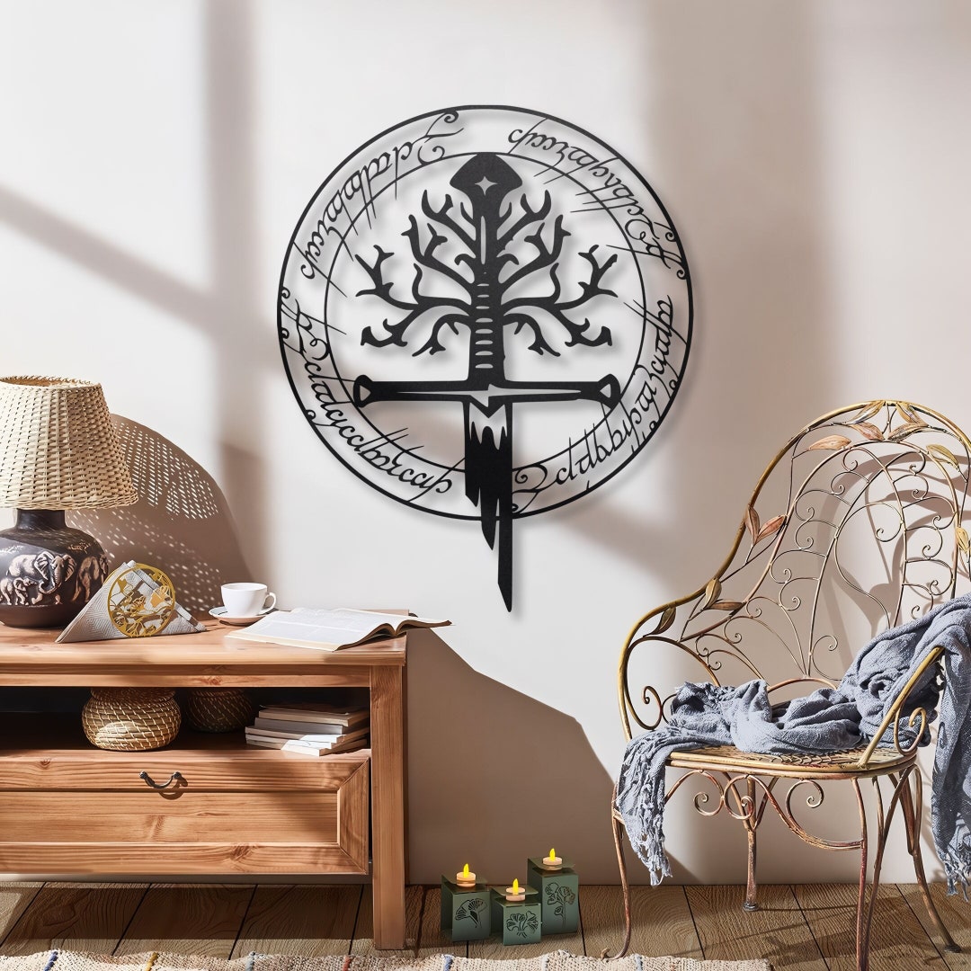 Narsil Broken Sword Detailed Metal Silhouette Wall Art, Metal Wall Art ...