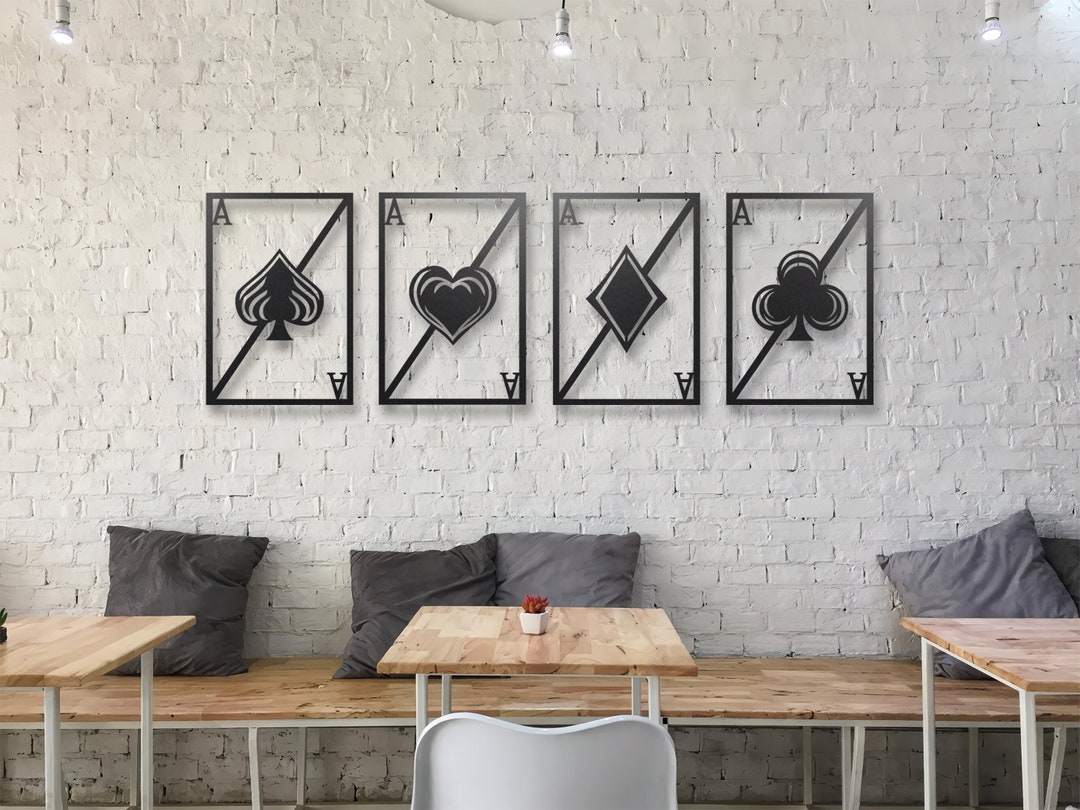 Aces Metal Wall Art, Unique Aces Wall Decor for Living Room, Wall Decor ...
