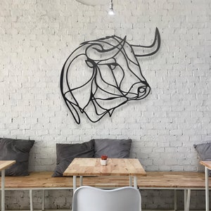 Bull Head Metal Wall Art, Bull Skull Wall Decor for Living Room, Wall ...