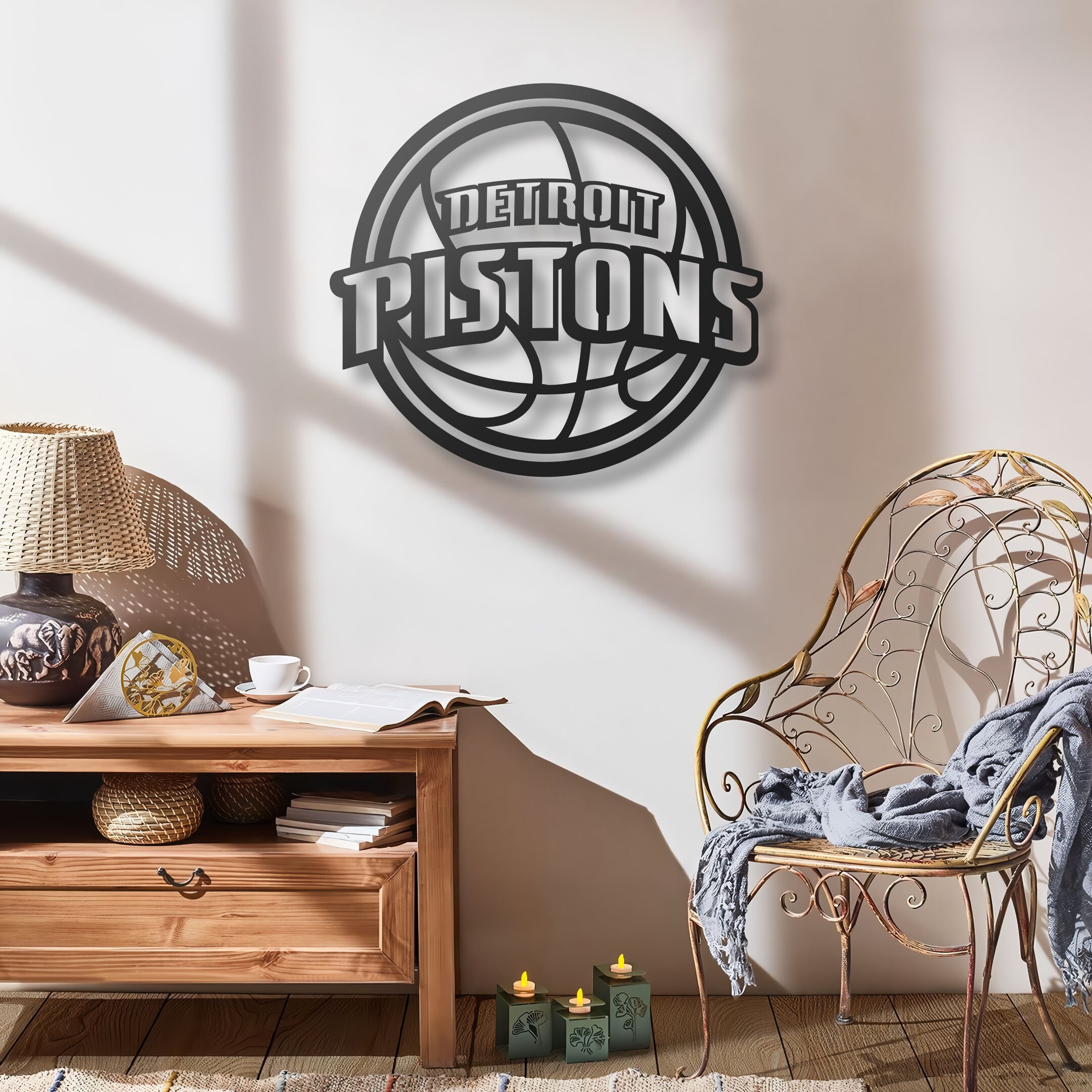 Detroit Pistons Metal Wall Art, Unique Metal Wall Decor for Living Room ...