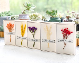 Customizable Real Flower Greeting Cards for All Occasions With | Etsy