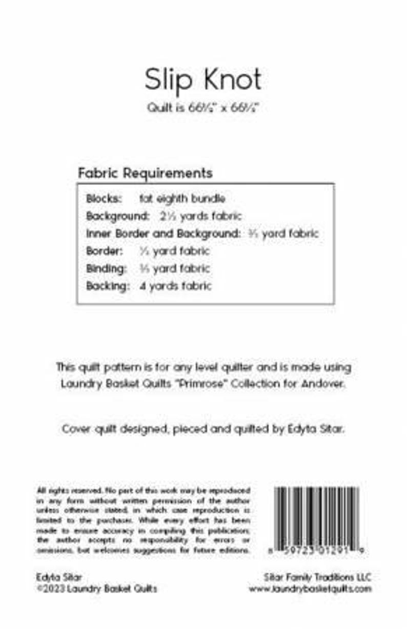 Slip Knot Pattern - Laundry Basket Quilts - Edyta Sitar - Etsy