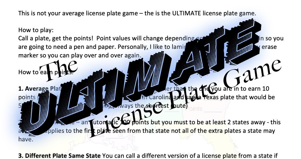 Ultimate License Plate Game - Car Ride Game - Digital Download - Road ...