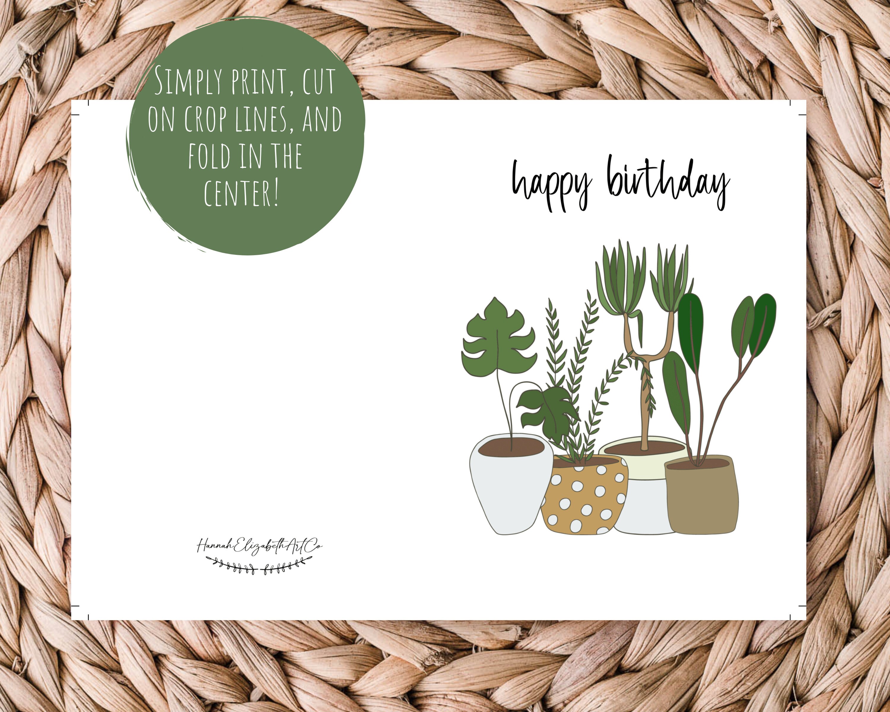 Printable Birthday Card - Plant Birthday Card - Houseplant Birthday ...
