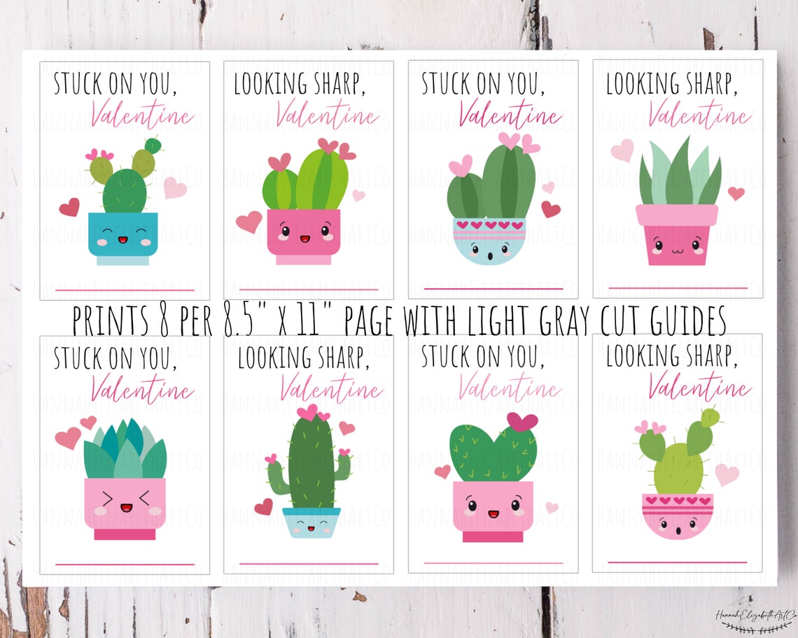 Printable Valentine's Day Cards - Printable Cacti Valentine's Cards ...
