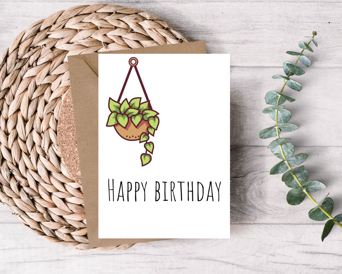 Printable Birthday Card Plant Birthday Card Happy Birthday Card ...