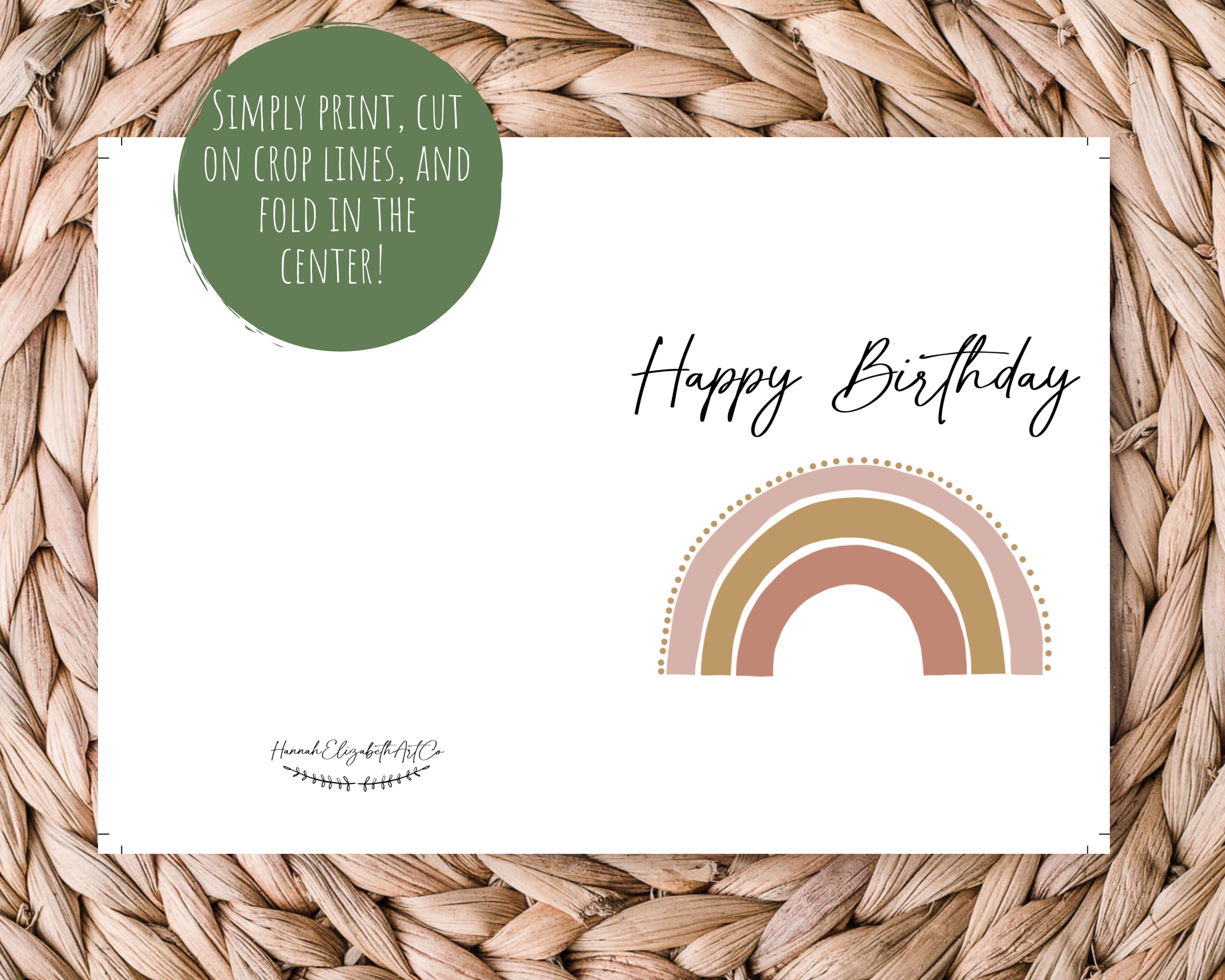 Printable Birthday Card Rainbow Birthday Card Happy Birthday Card ...